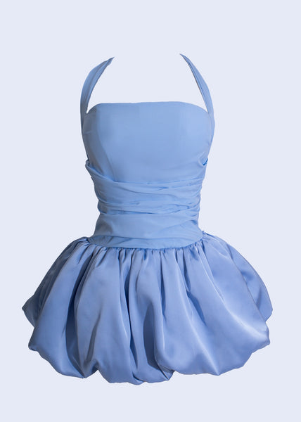 Cloudlight Ruffle Satin Mini Dress Blue – Diva Boutique Online
